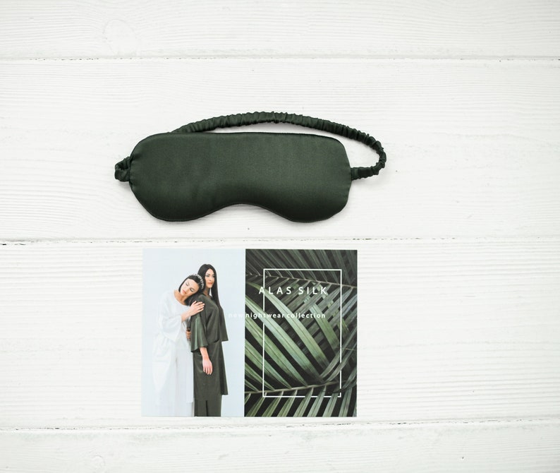 Mulberry Silk Green Sleepmask, Satin Silk Eye Mask, Luxury Soft ...