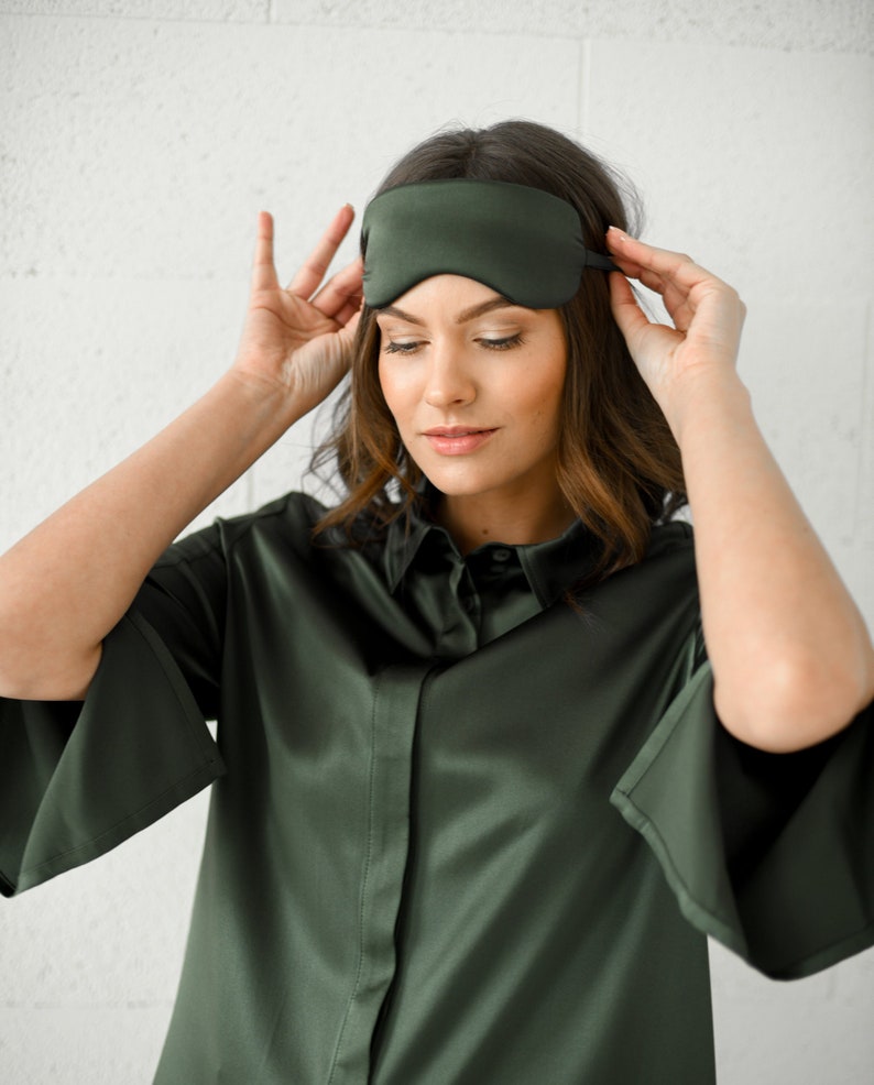 Mulberry Silk Green Sleepmask, Satin Silk Eye Mask, Luxury Soft ...