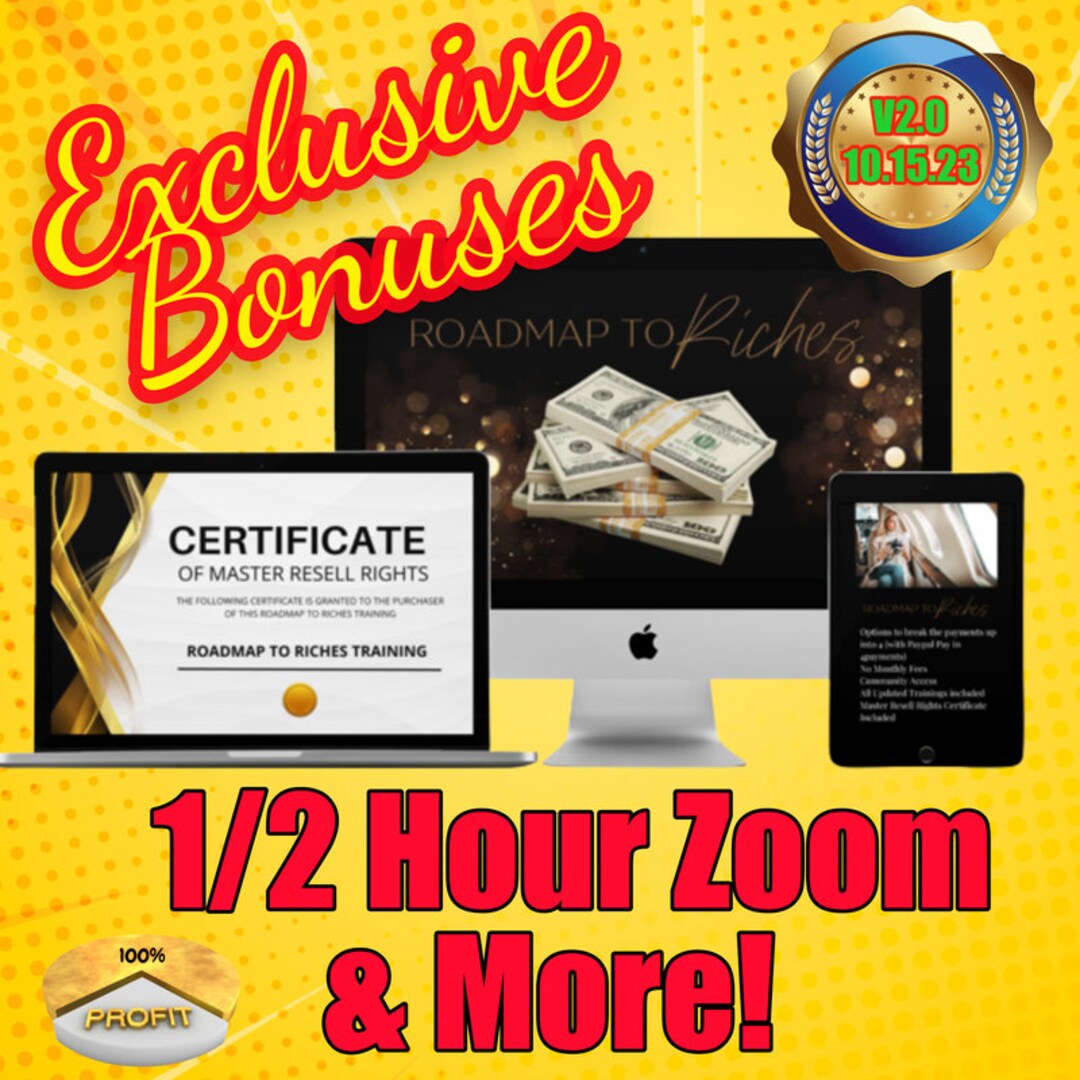 The Roadmap to Riches, Exclusive Bonuses, 1/2 Hour Zoom Call, Free ...