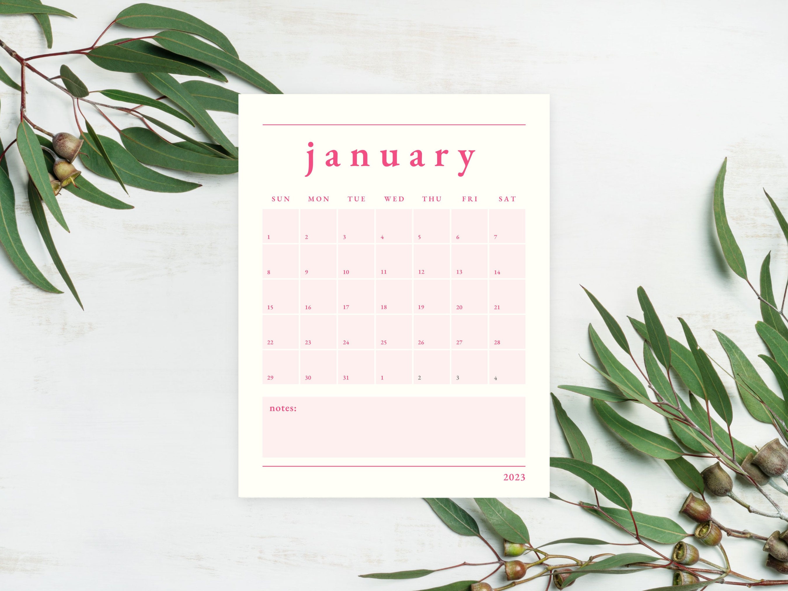 2023 Printable Calendar Portrait Monthly Calendars, Planner Yearly ...