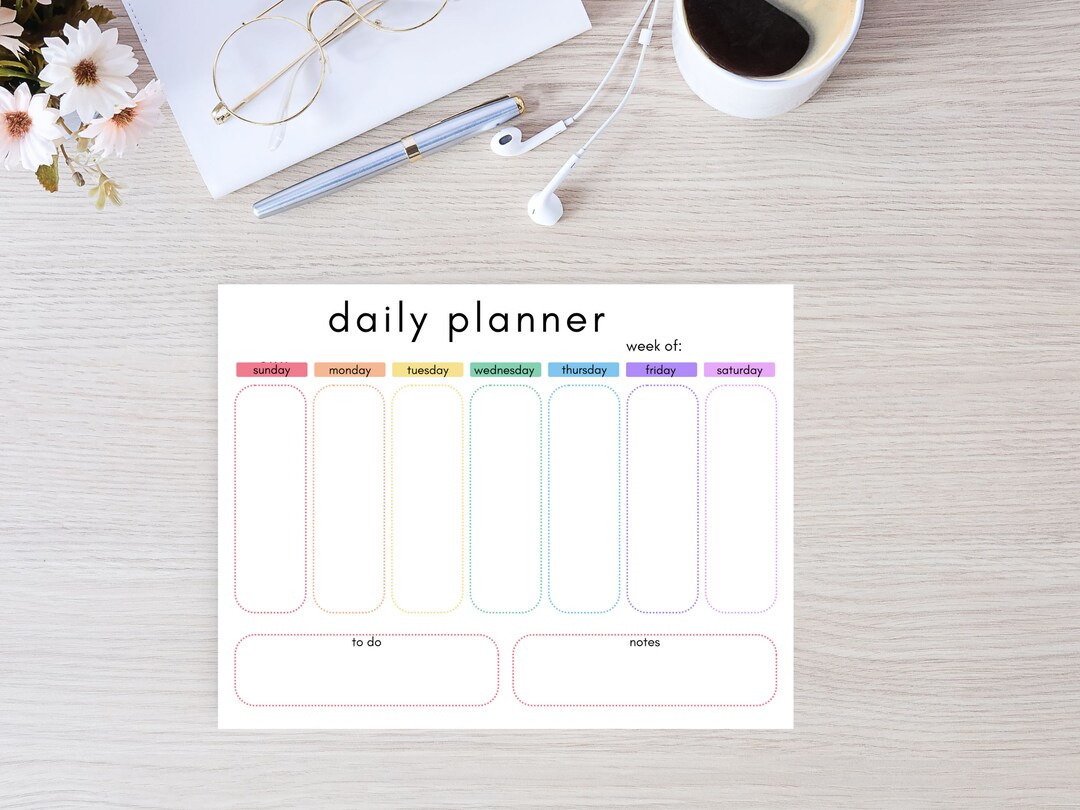 Printable Rainbow Weekly Planner Insert Cute Planner Instant Download ...