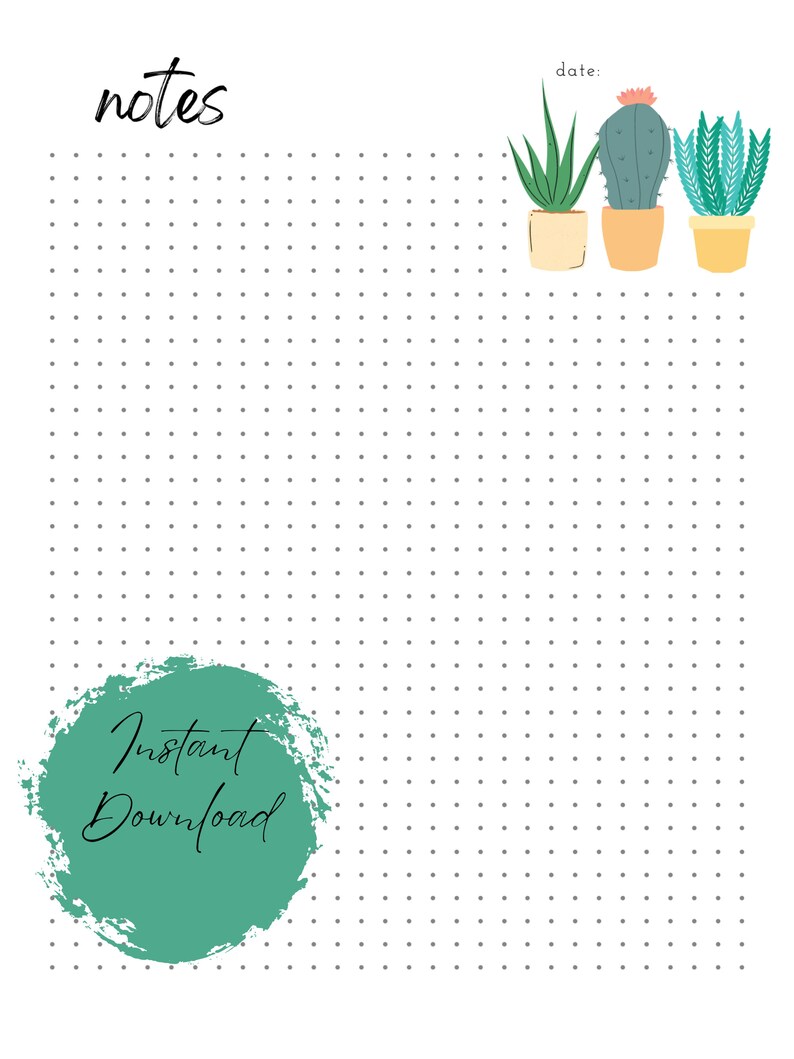 BULLET JOURNAL PRINTABLE to Do List Notes Page Instant - Etsy