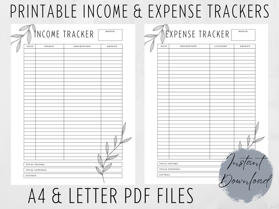 Printable Expense Tracker Income Tracker Budget Planner Monthly Budget ...