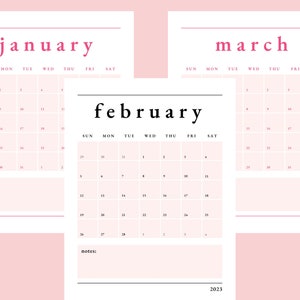 2023 Printable Calendar Portrait Monthly Calendars, Planner Yearly ...