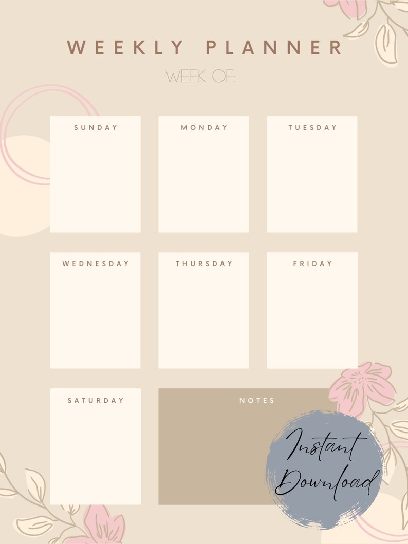 PRINTABLE WEEKLY PLANNER Boho Planner Instant Download Planner Insert ...