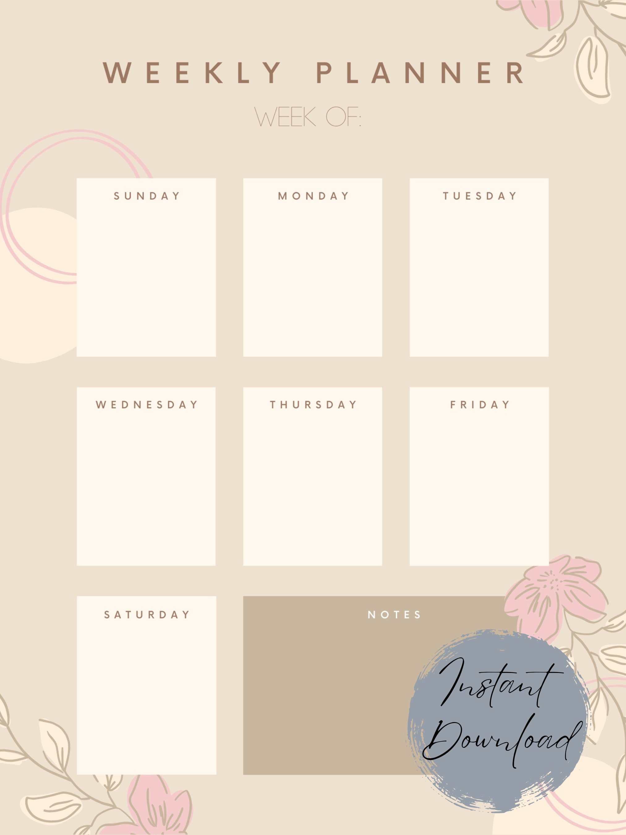 PRINTABLE WEEKLY PLANNER Boho Planner Instant Download Planner Insert ...