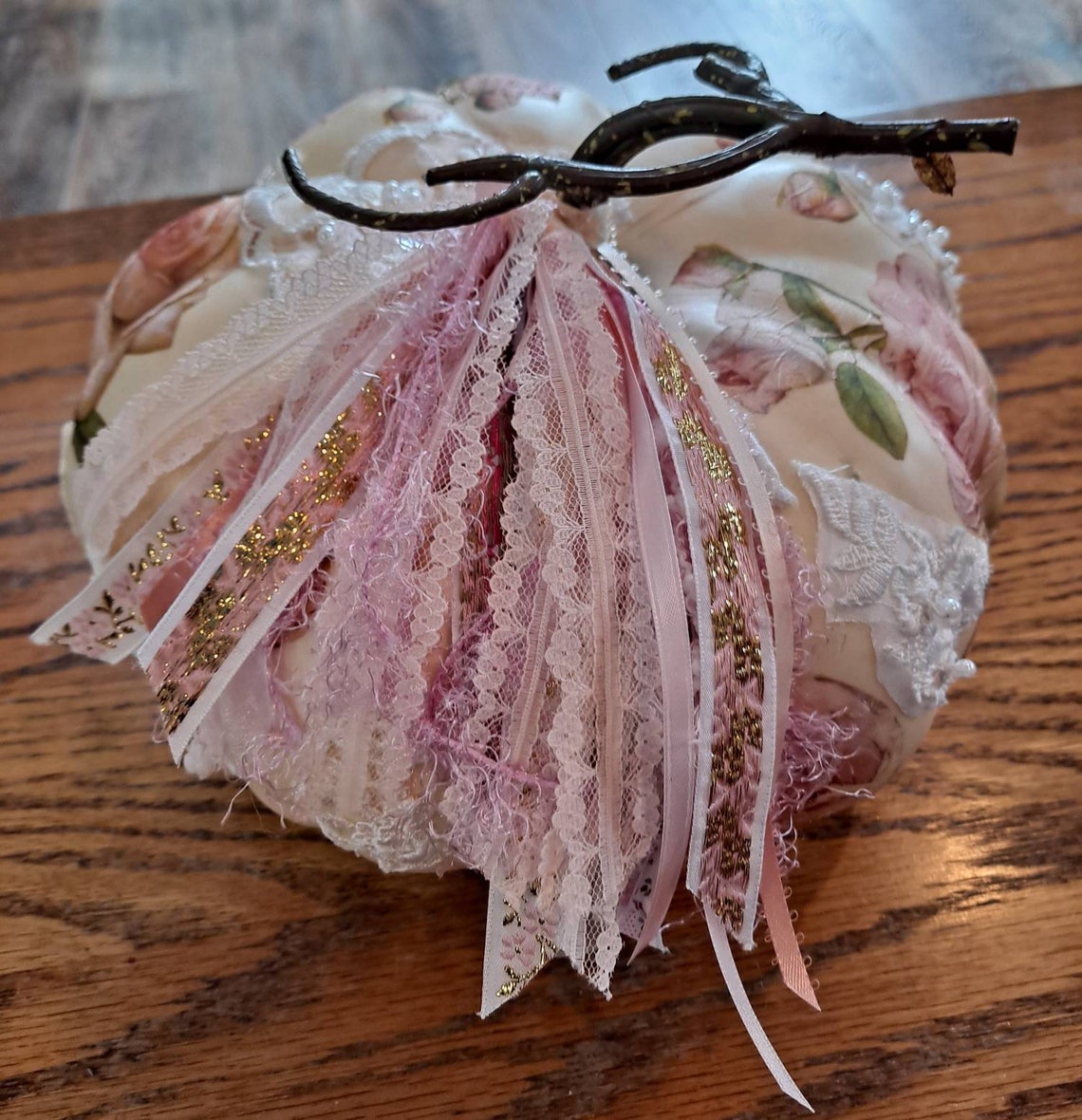 Shabby Chic Pumpkin Vintage Rose Look Pumpkin Blingy Decor - Etsy