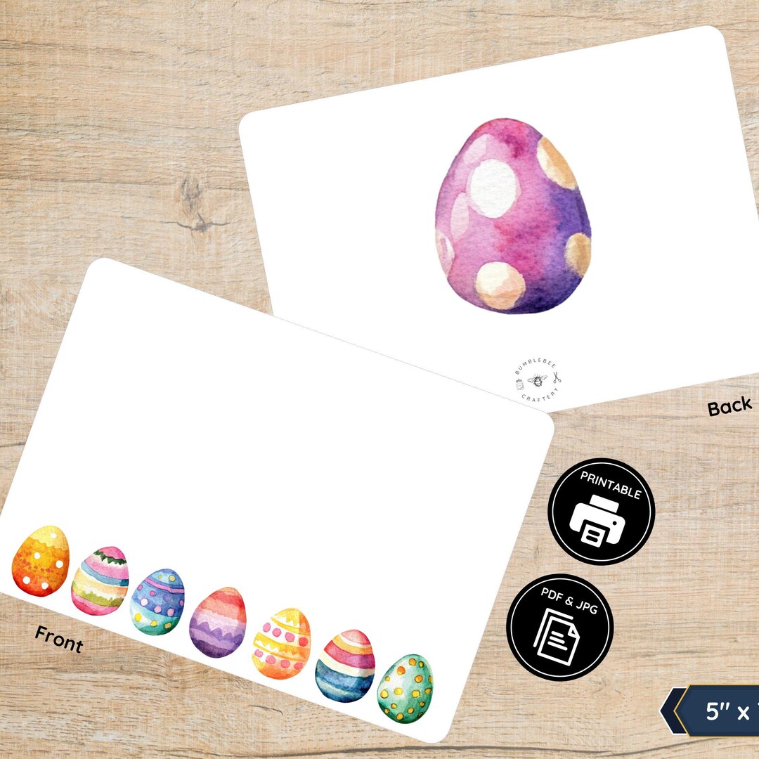Printable Easter 5X7 Note Cards | Watercolor Easter Egg Stationery ...
