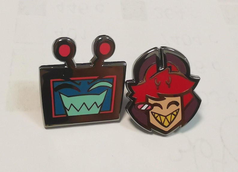 Hazbin Hotel Vox & Alastor Mini Enamel Pins 1” - Etsy