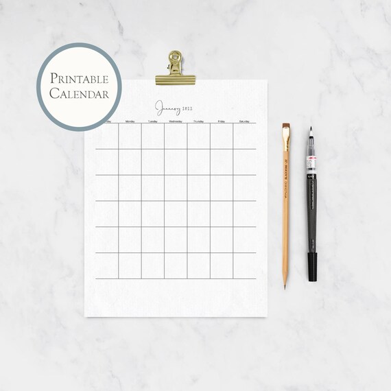 Printable Blank Calendar 2022. Classic Calendar - Etsy