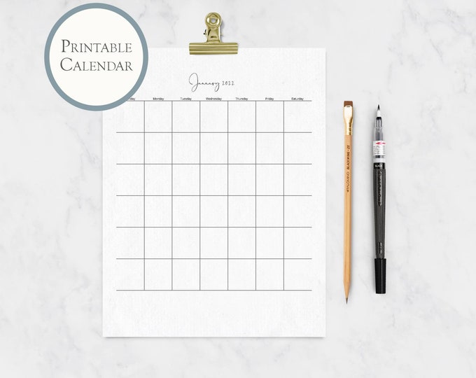 Printable Blank Calendar 2022. Classic Calendar - Etsy