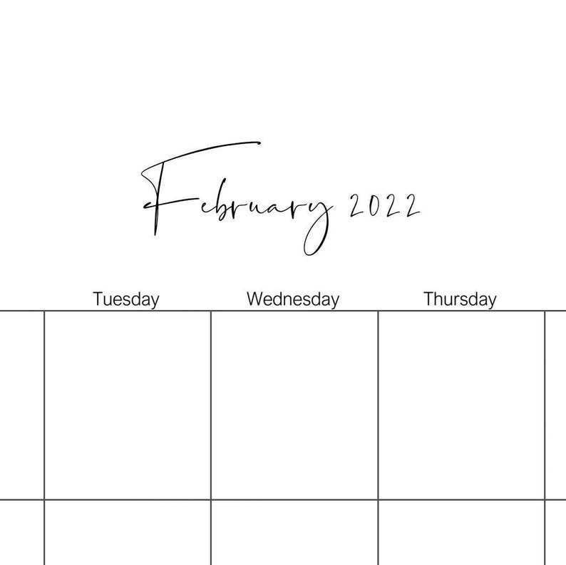 Printable Blank Calendar 2022. Classic Calendar - Etsy