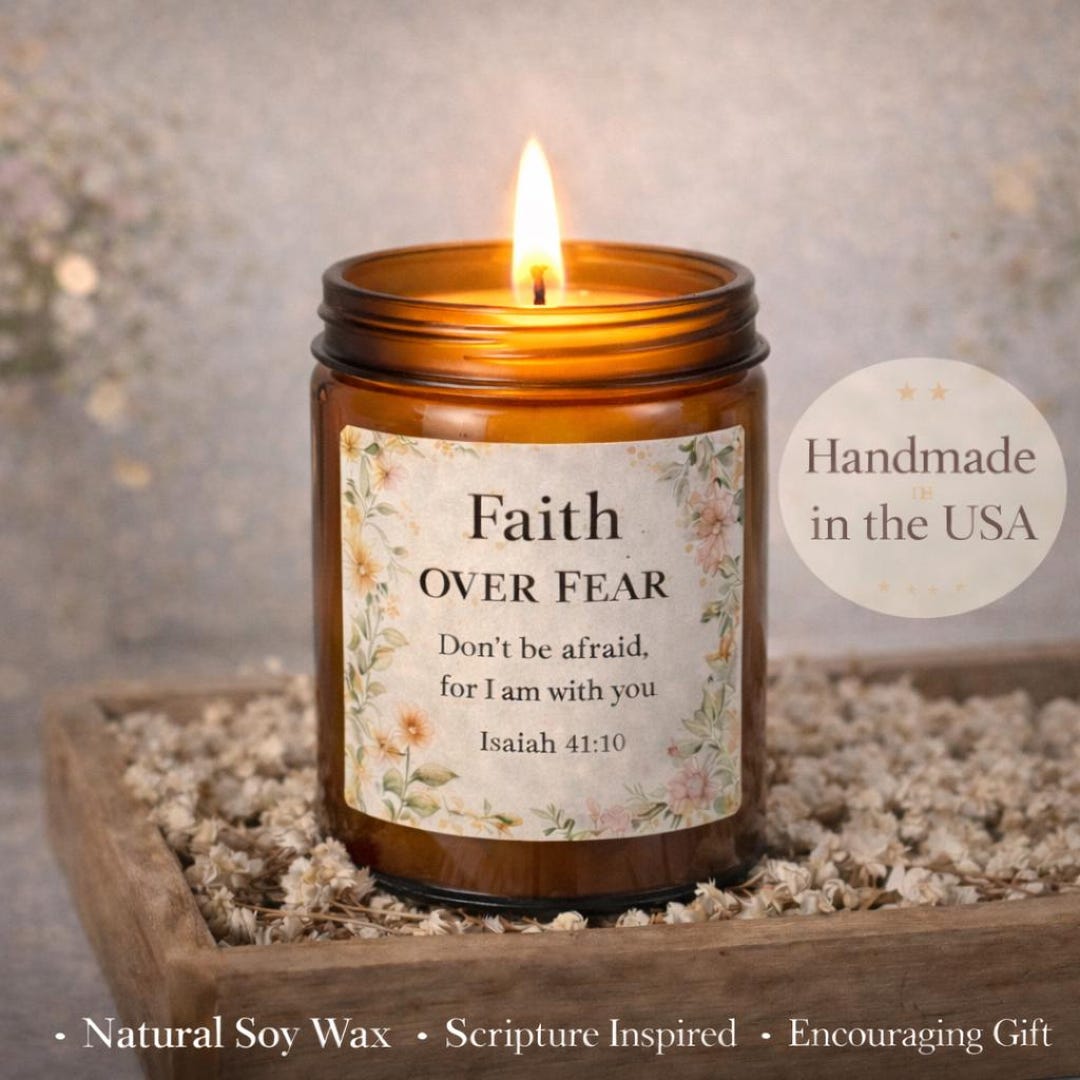 Faith Over Fear Soy Candle | Christian Scripture Gift - Etsy