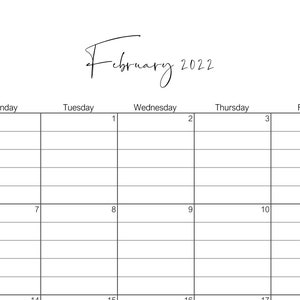 Printable 2022 Calendar Lined and Dated Calendarclassic Calendar - Etsy
