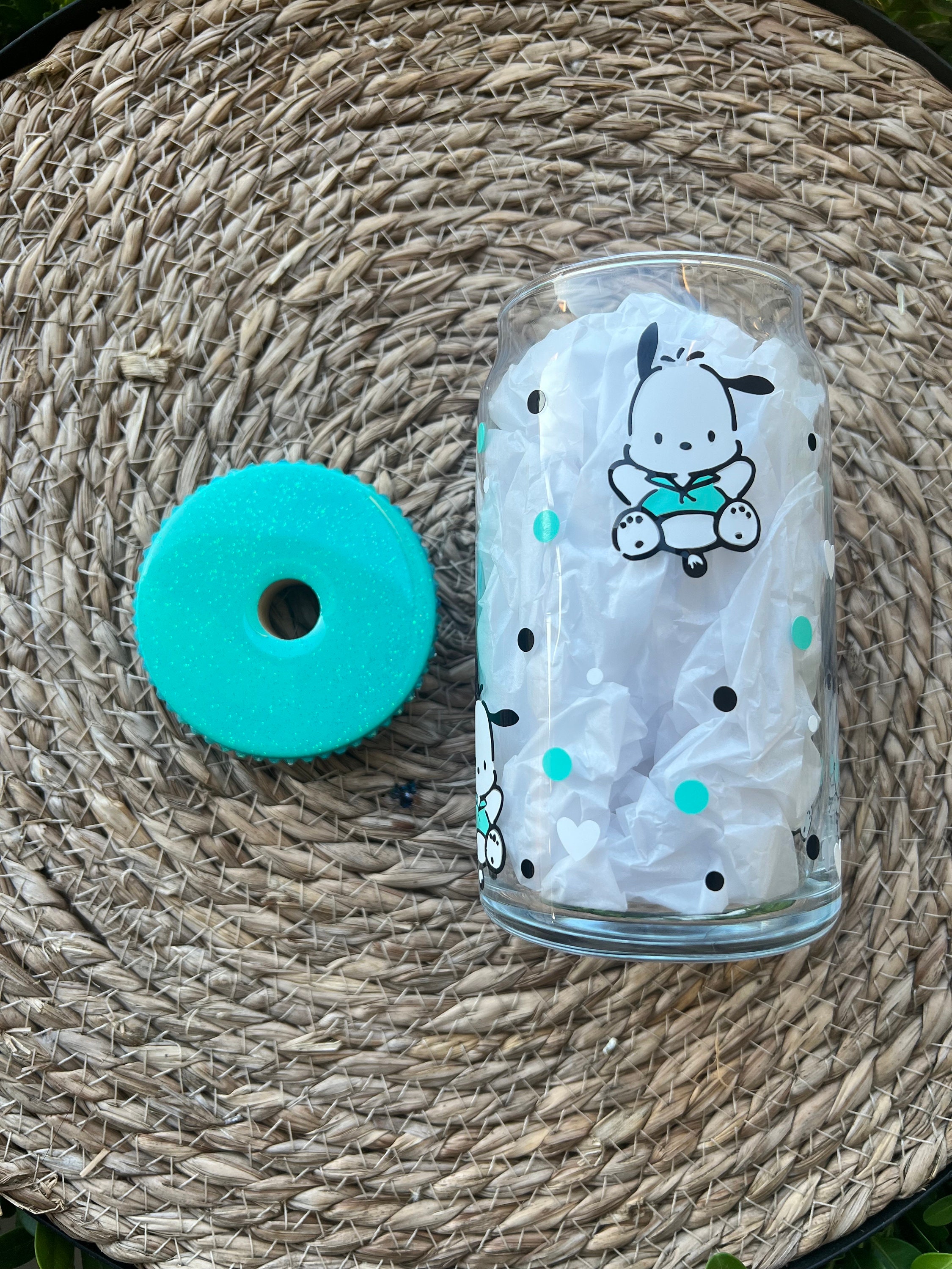 Pochacco Pup Kawaii Puppy Glass with Rhinstone Lid and - Etsy