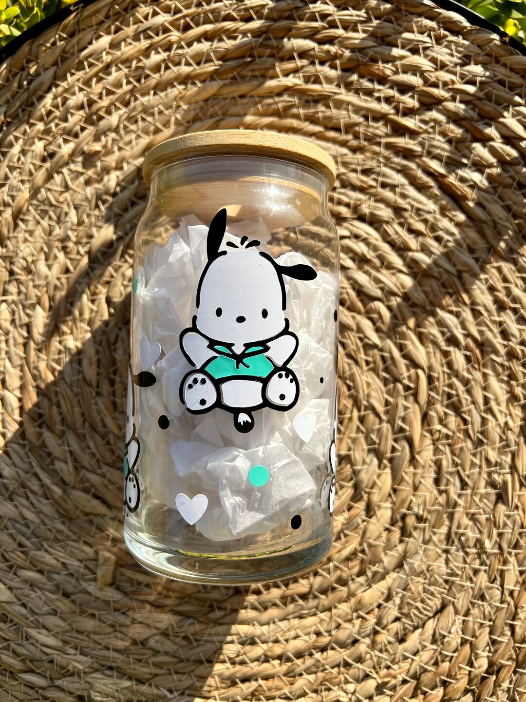 Pochacco Pup, My Melody, Hello Kitty, Pompom Purin Glass Cup With Lid ...