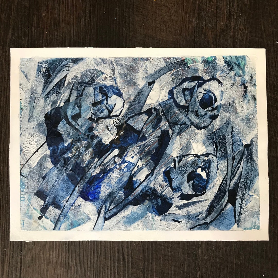 Title: "glasgow", Blue and White Abstract Floral With a Charles Rennie ...