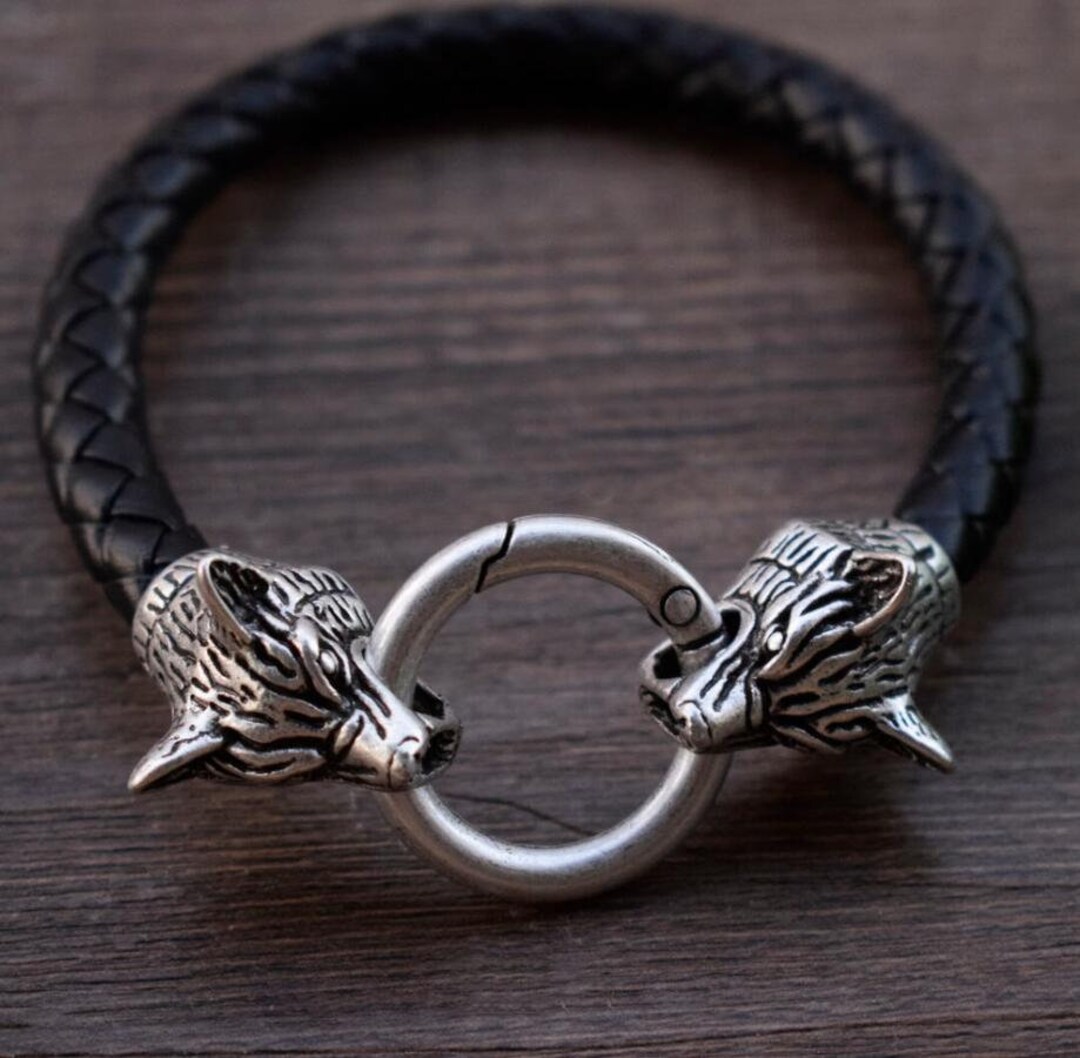 Viking Wolf Fenrir Leather Braided Bracelet With Clasp Closure black - Etsy Canada