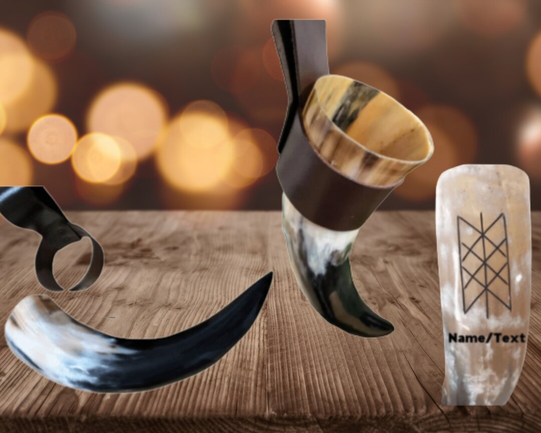 Personalized Engraved Large Viking Drinking Horns With Leather Strap ...