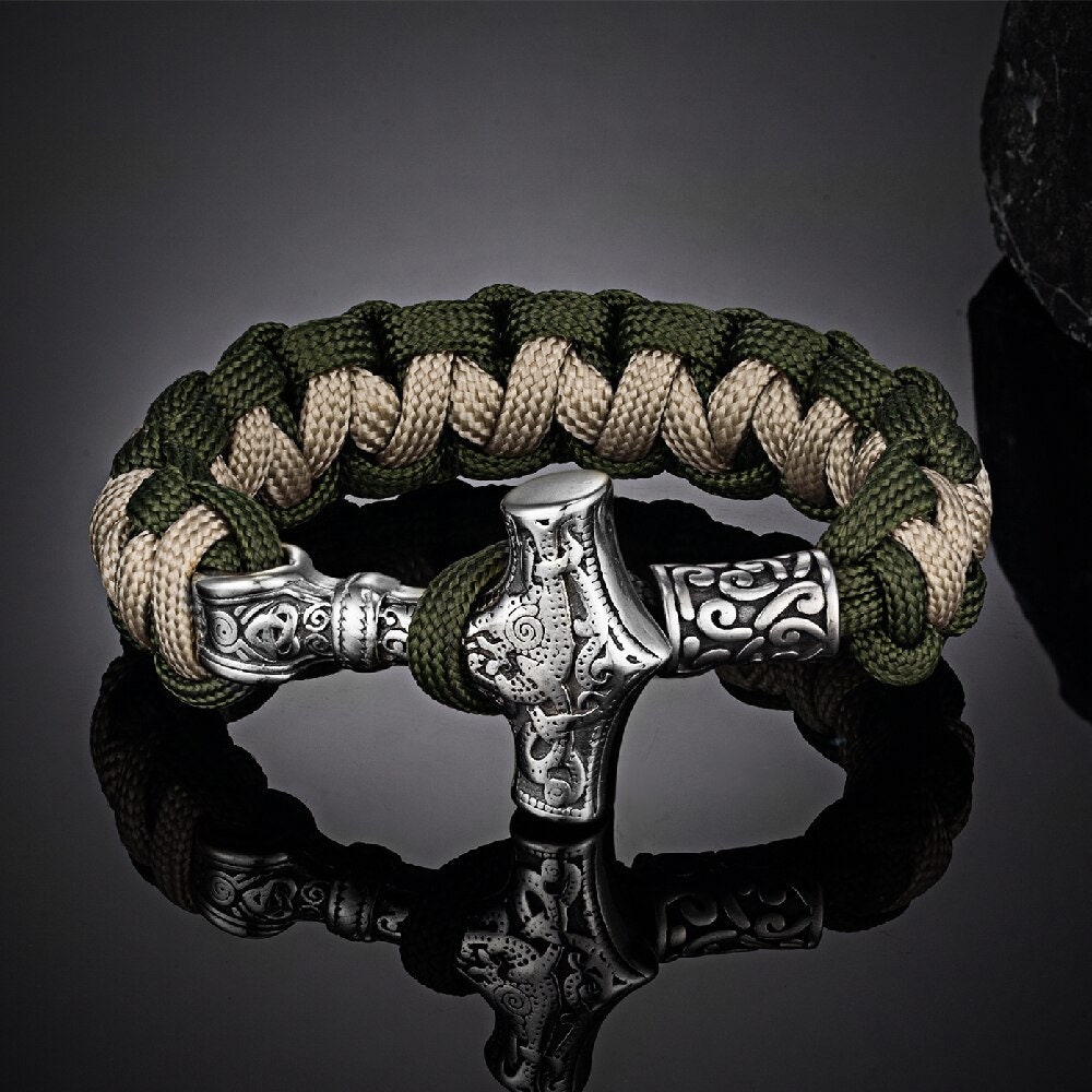 Viking Mjolnir Hammer Celtic Knot Paracord Braided Wrap - Etsy