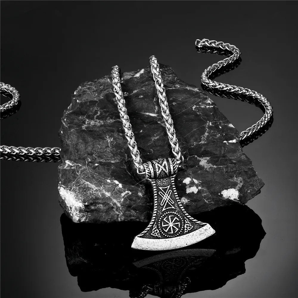 Viking Axe Kolovrat With Runes and Celtic Knots Pendant - Etsy UK