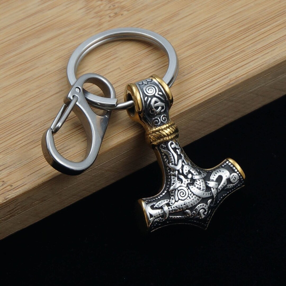 Viking Mjolnir Hammer Claw Clasp Keyring Keychain Stainless - Etsy