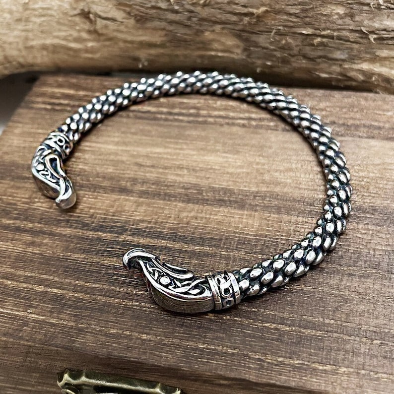 Jelling Style Norse Dragon Cuff Bangle Bracelet Oath Ring - Etsy UK