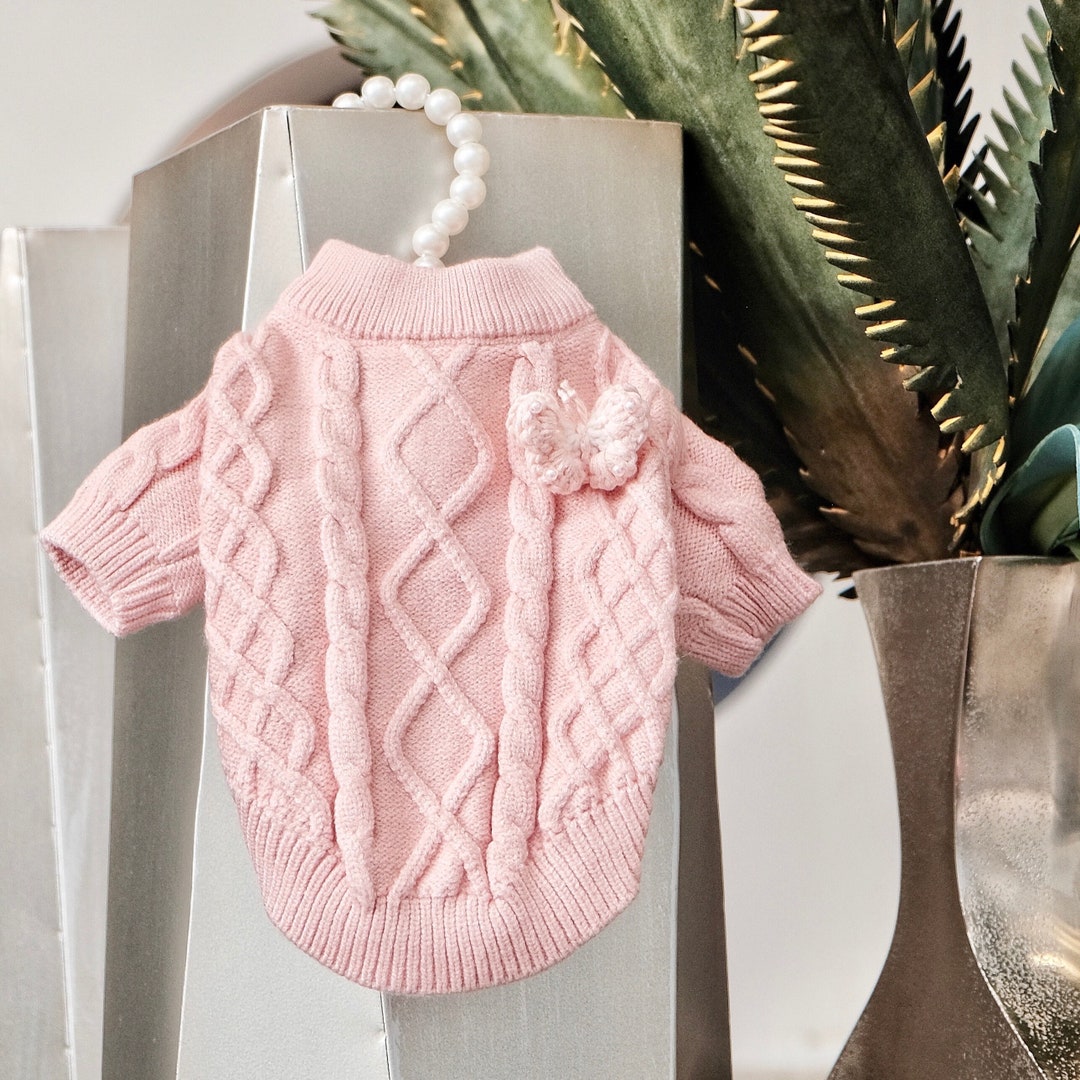 Pink Dog Swetaer,soft Pink Butterfly Dog Sweater,cat Sweater,pet ...