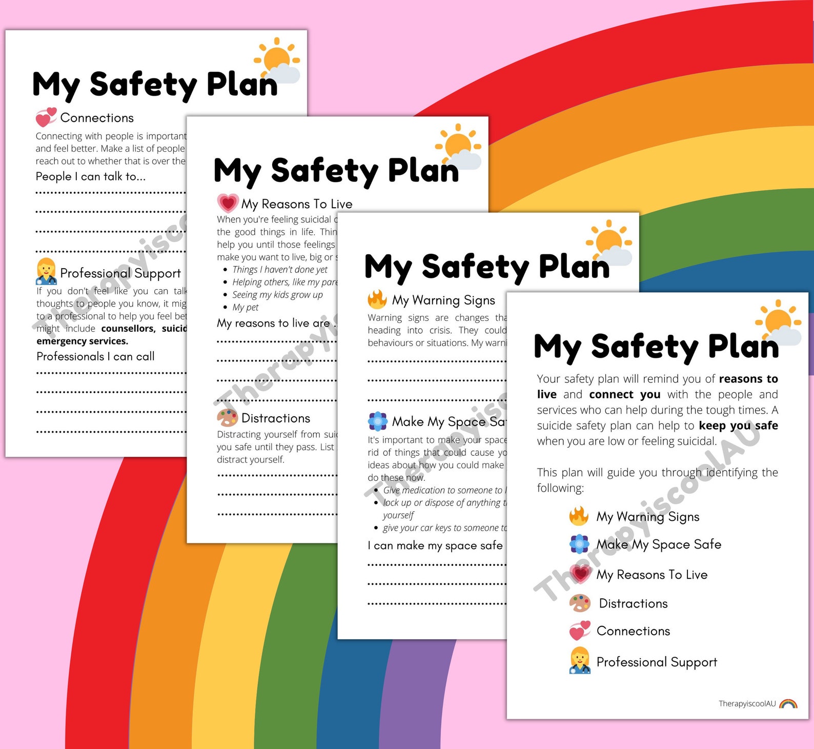 My Safety Plan Worksheet Psychology Mental Health | Etsy