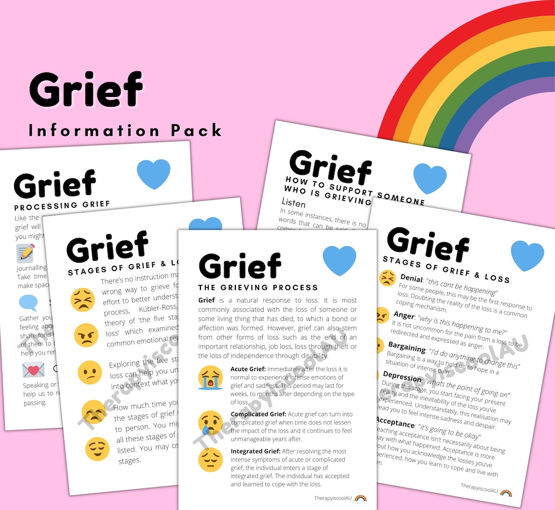 Grief Psychology/mental Health Information Pack, Therapy, CBT ...