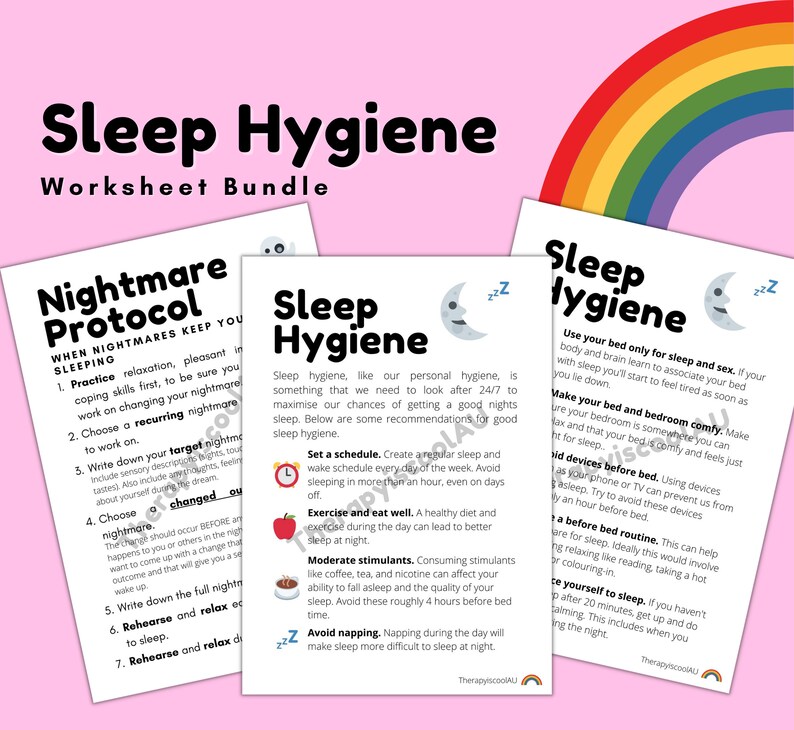 Sleep Hygiene Psychology Mental Health Worksheet With | Etsy