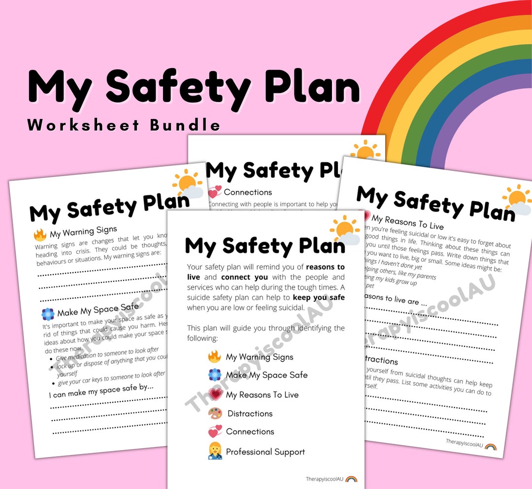 My Safety Plan Worksheet, Psychology, Mental Health, Counselling, PTSD ...