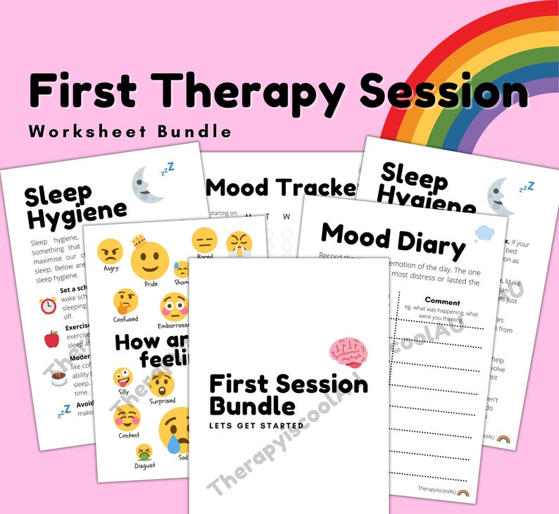 First Therapy Session Bundle, Psychology Worksheets and Information ...