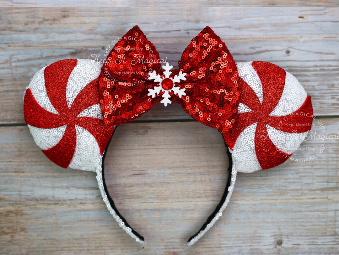 Peppermint Minnie Mouse Ears Christmas Ears Christmas Mickey Ears Candy ...