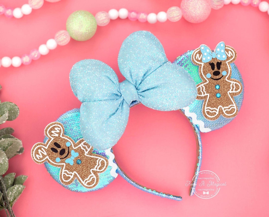 Christmas Mickey Ears Gingerbread Minnie Ears Gingerbread Ears Blue ...