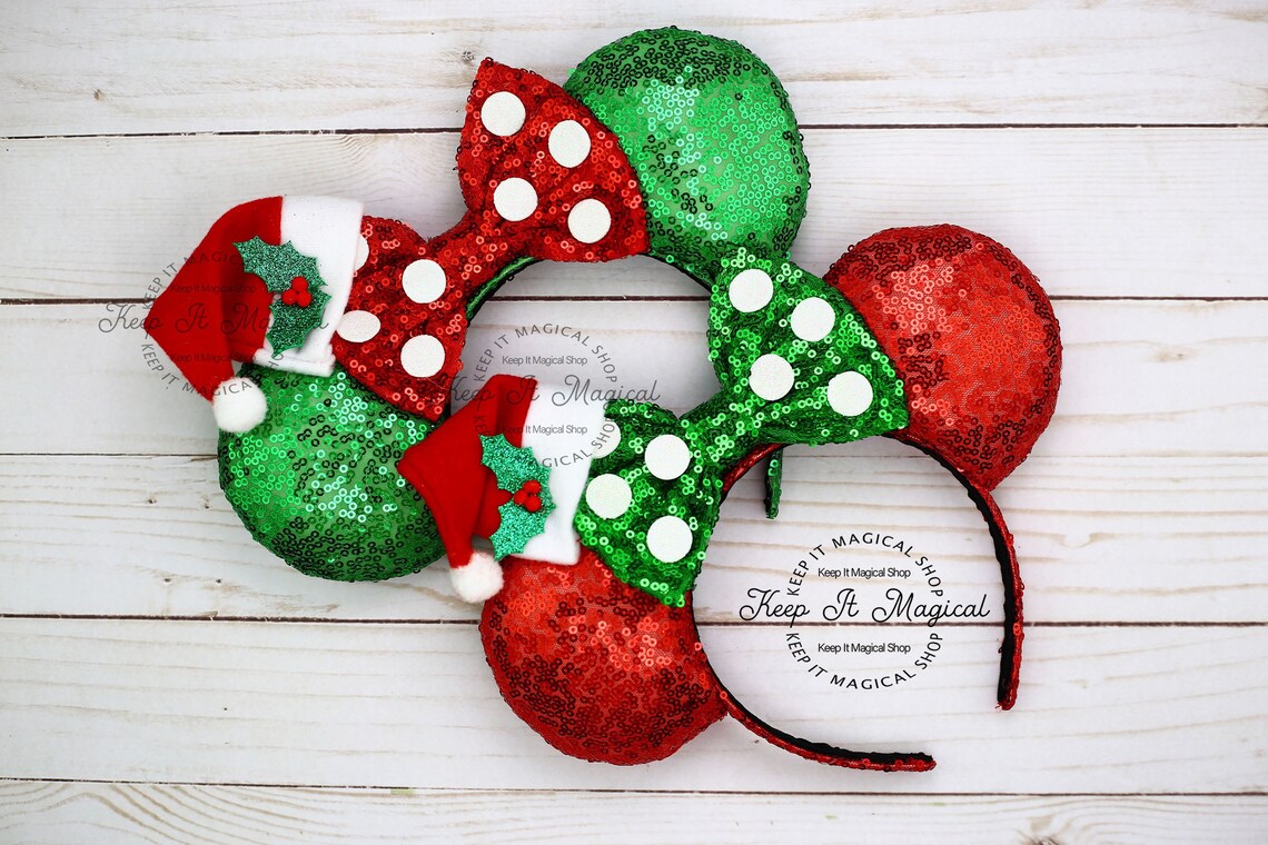 Christmas Mickey Mouse Ears Christmas Hat Mickey Ears Christmas Ears ...