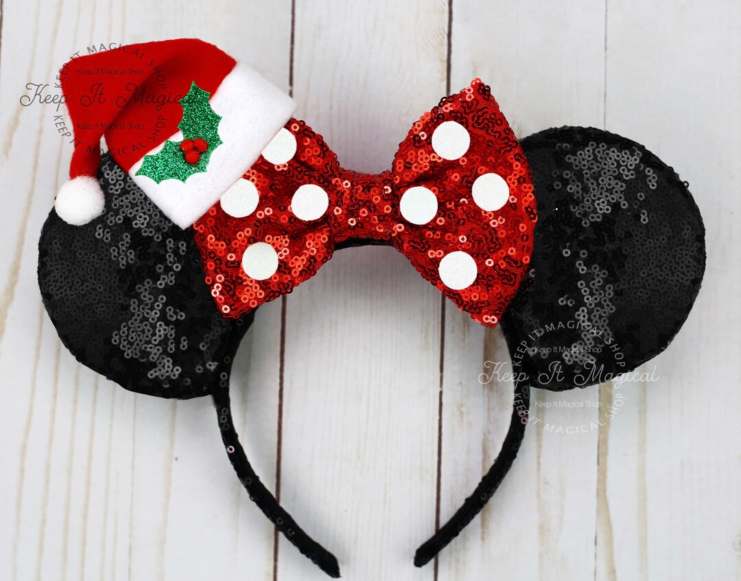 Christmas Mickey Mouse Ears Christmas Hat Mickey Ears Christmas Ears ...