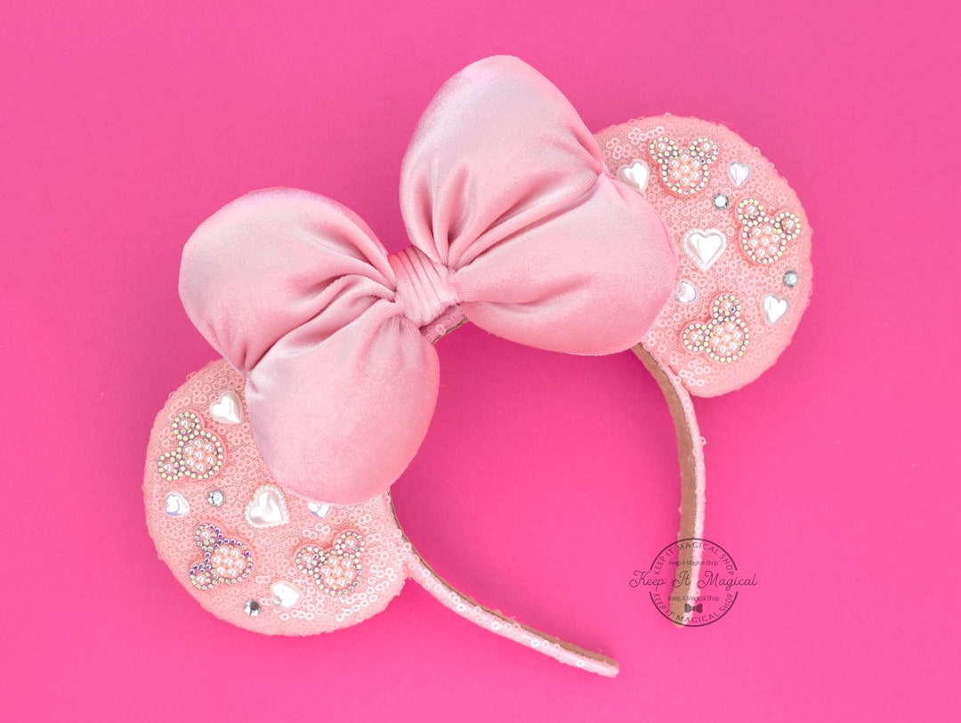 Pink Pearl Minnie Ears Pink Mickey Ears Cinderella Mickey Ears Velvet ...