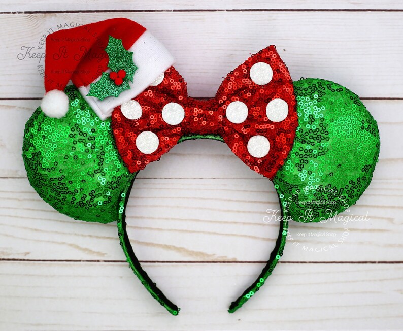 Christmas Mickey Mouse Ears Christmas Hat Mickey Ears Christmas Ears ...