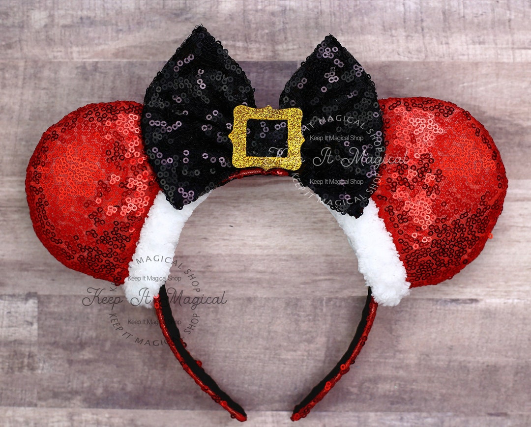 Christmas Minnie Mouse Ears Santas Belt Mickey Ears Christmas Minnie ...