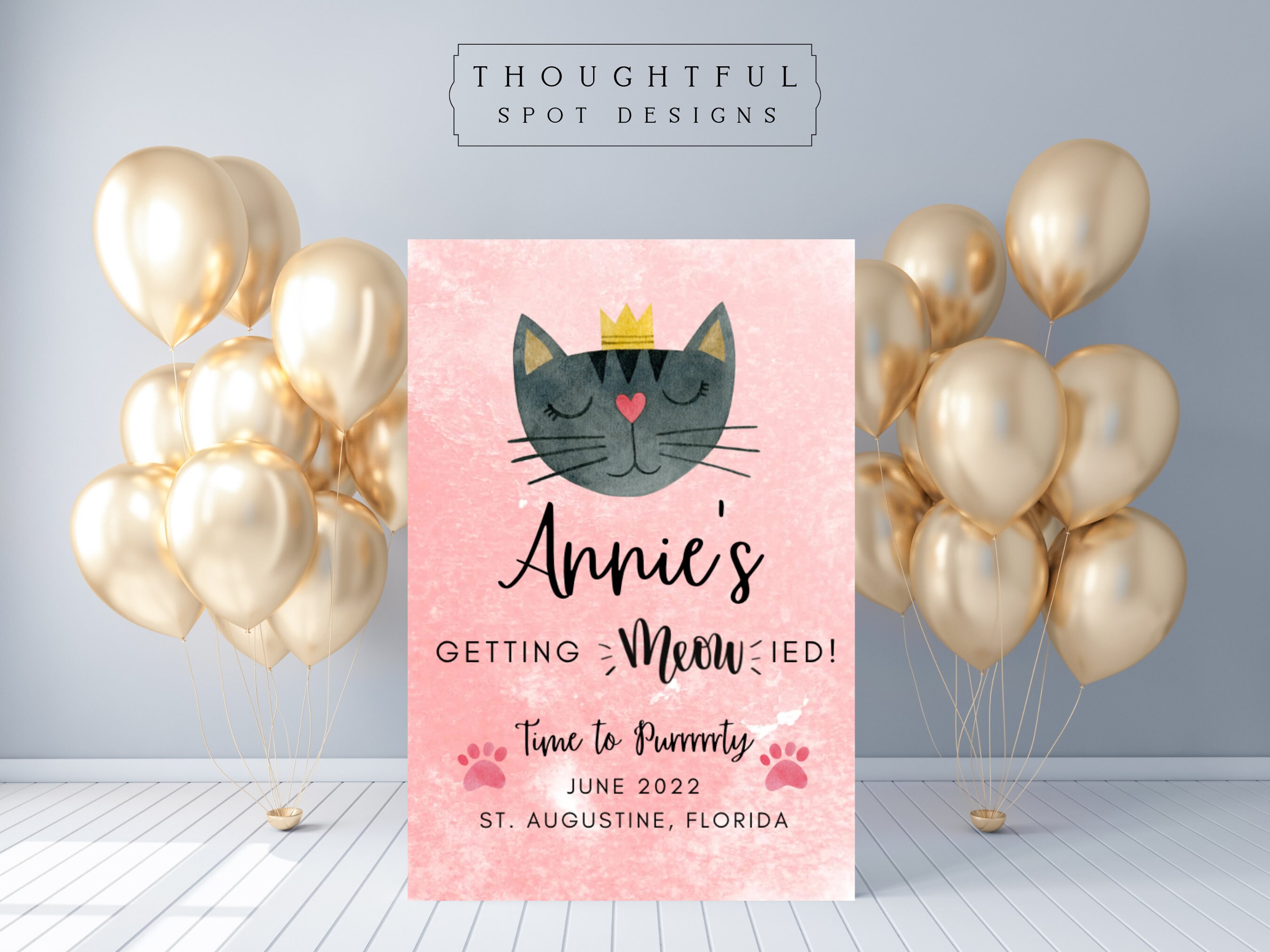 Cat Bachelorette Party Party Sign Last Meow Before the Vow She's ...