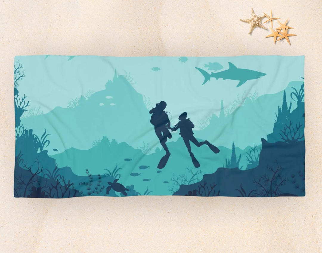 Scuba Diver Beach Towel - Dive Buddies - Scuba Couple Gift - Scuba Dive ...