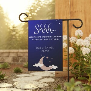 Night Shift Worker Garden & House Banner, Nurse Sign, Nurse Gift Ideas ...
