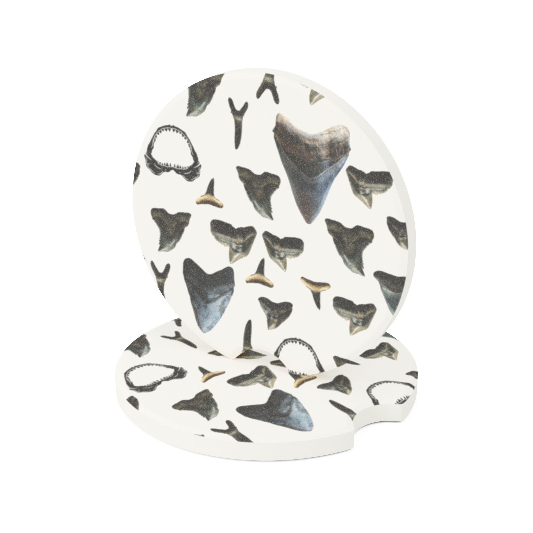 Shark Tooth Car Coaster Set - Gift for Shark Teeth Collectors ...