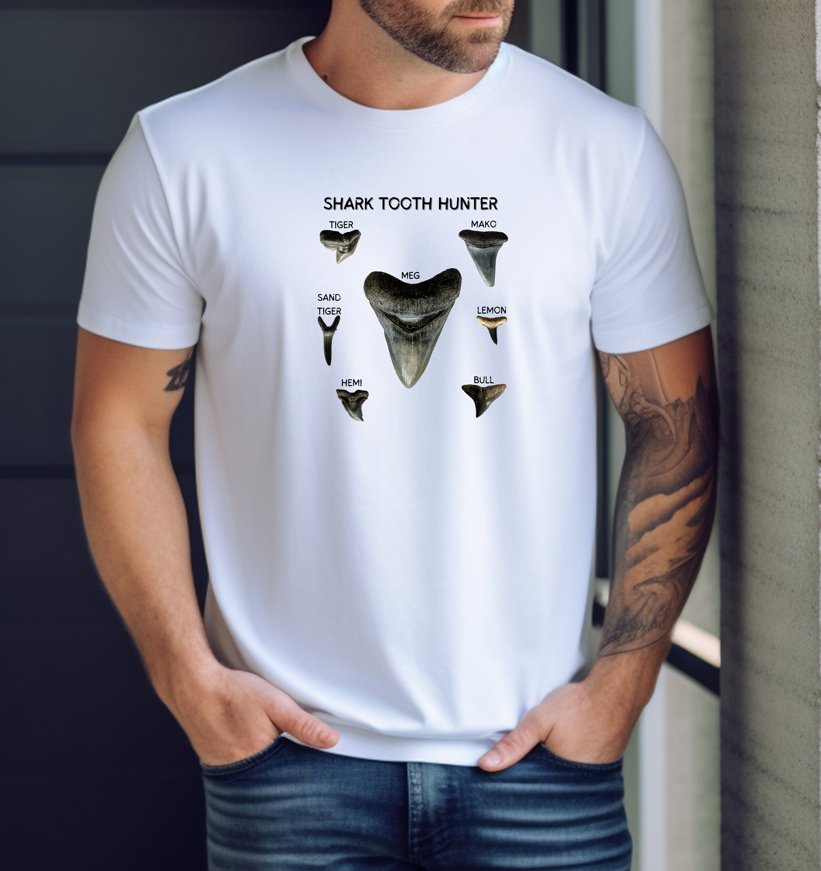 Shark Tooth Shirt Teeth Identification, Fossil Shark Shirt Gift T-shirt ...