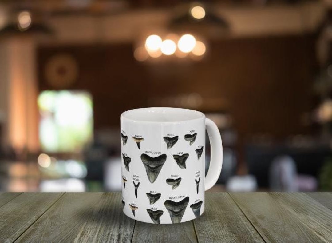 Shark Tooth Identification Ceramic Mug 11oz - Megalodon - Shark Teeth ...