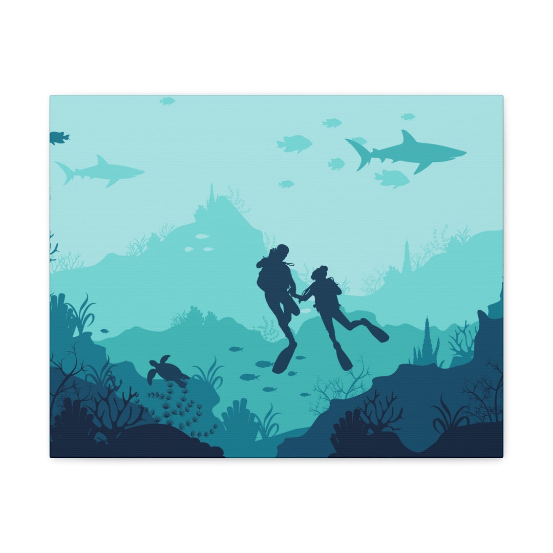 Scuba Diver Wall Art - Deep Ocean Canvas - Scuba Decor - Etsy
