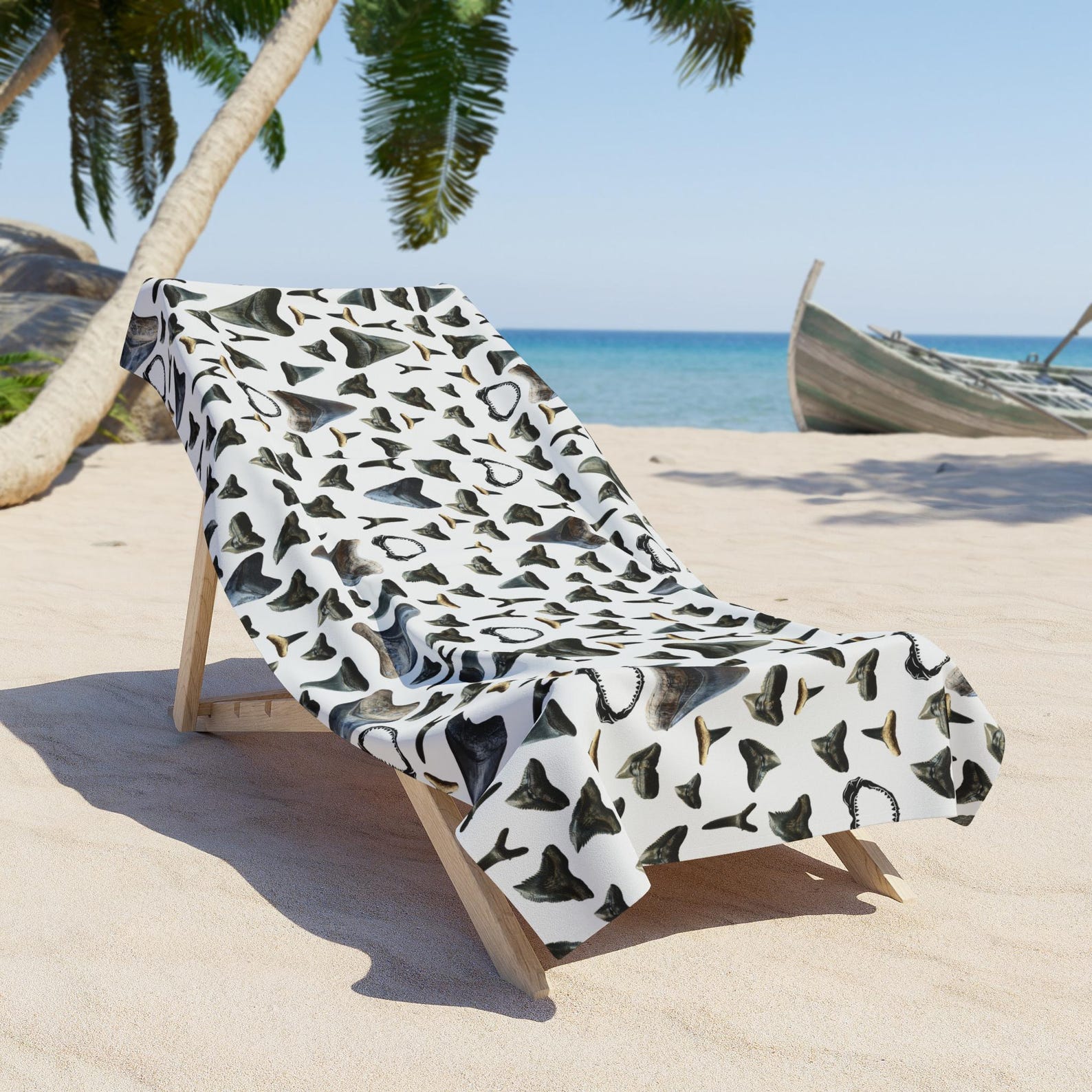 Shark Tooth Identification Beach Towel - Gift for Scuba Divers - Shark ...