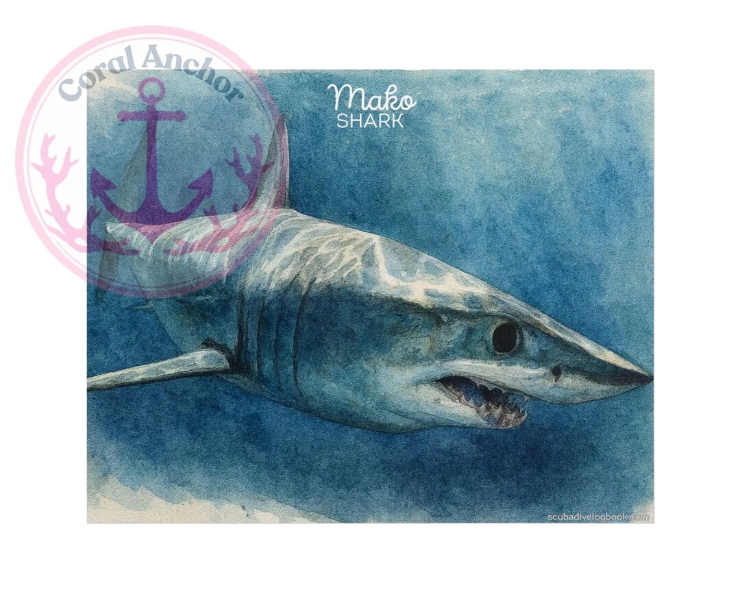 Shark Wall Art, Mako Shark Watercolor Painting, Semi-glossy or Matte ...