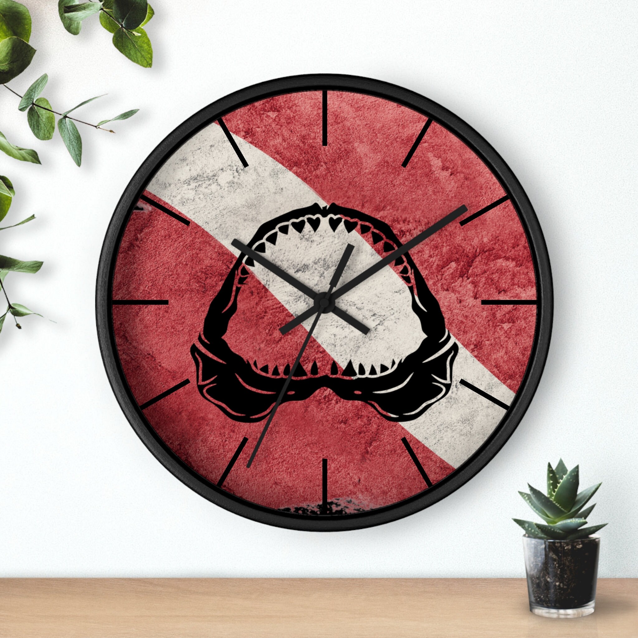 Shark Tooth Diver Wall Clock Megalodon Decor Shark Scuba Diver Decor - Etsy